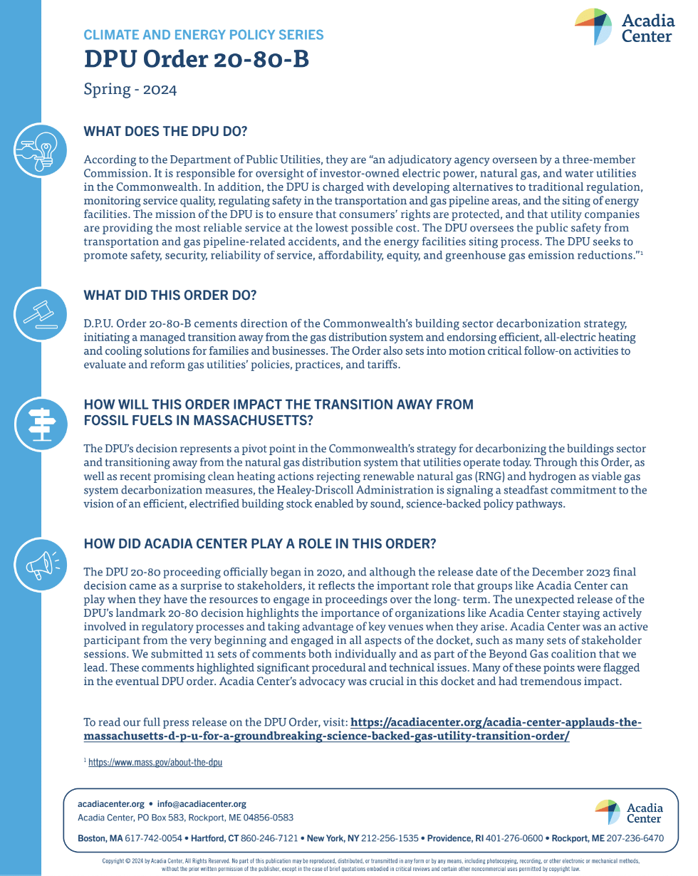 Acadia Center Explains: DPU Order 20-80-B - Acadia Center